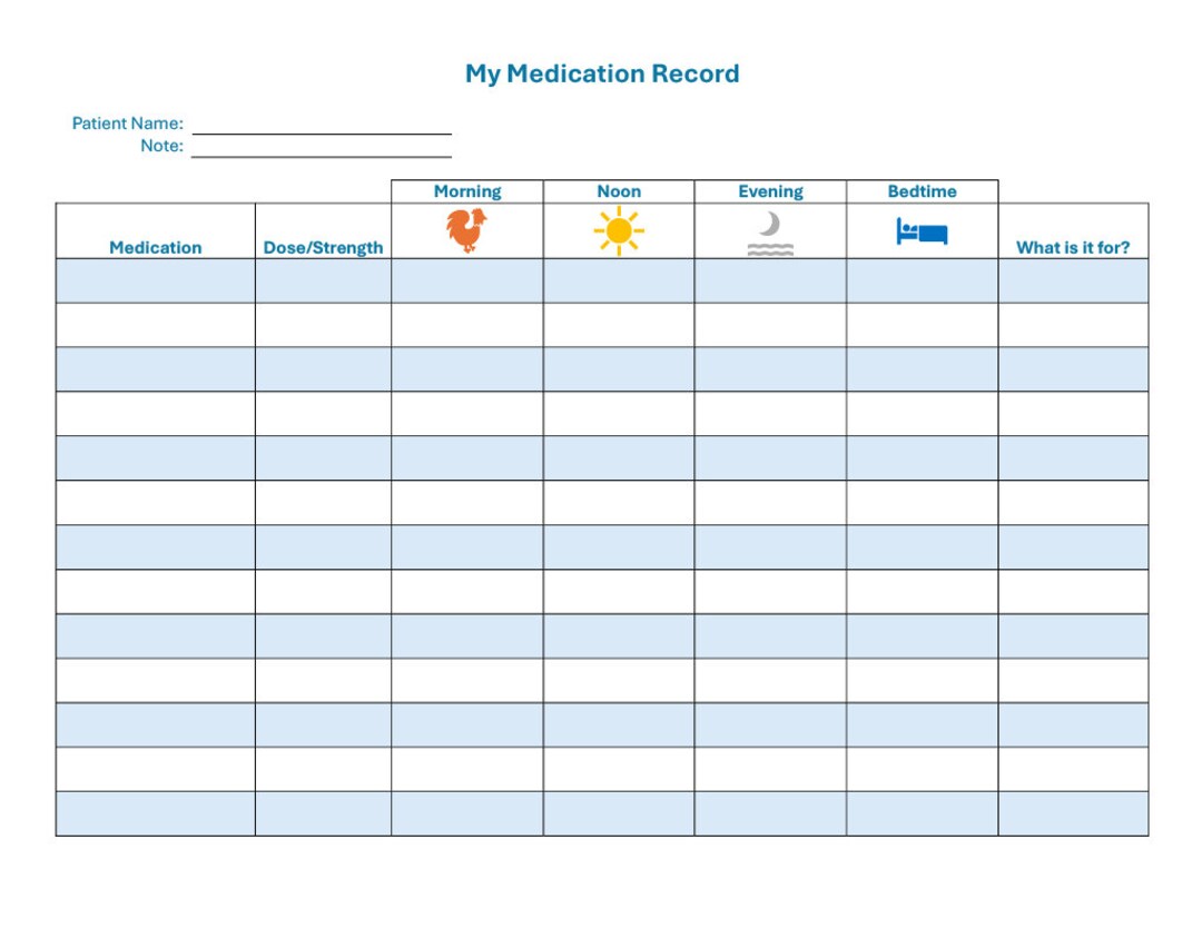 Medication Tracker - Medication Record - Medication Diary Medication ...