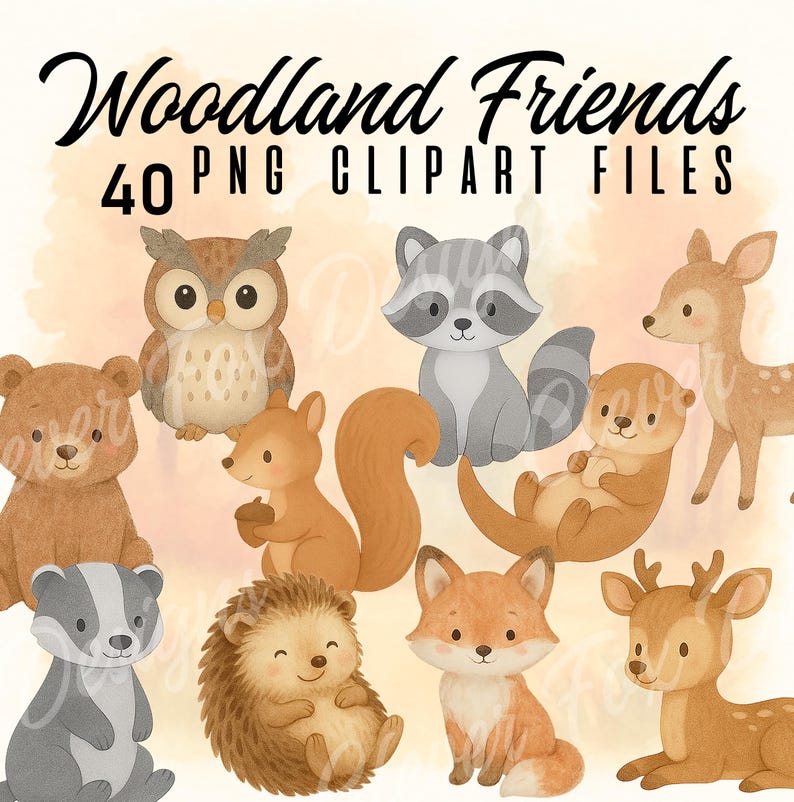 Woodland Animals Clipart Bundle | 40 PNG | Forest Critters | Digital ...