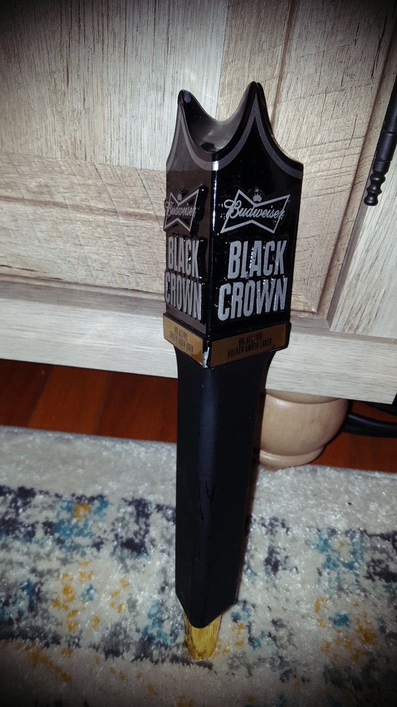 Budweiser black Crown Beer Tap Handle - Etsy