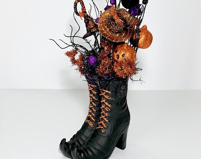 Halloween Black Witch’s Boots Centerpiece Decor, Halloween Boot ...