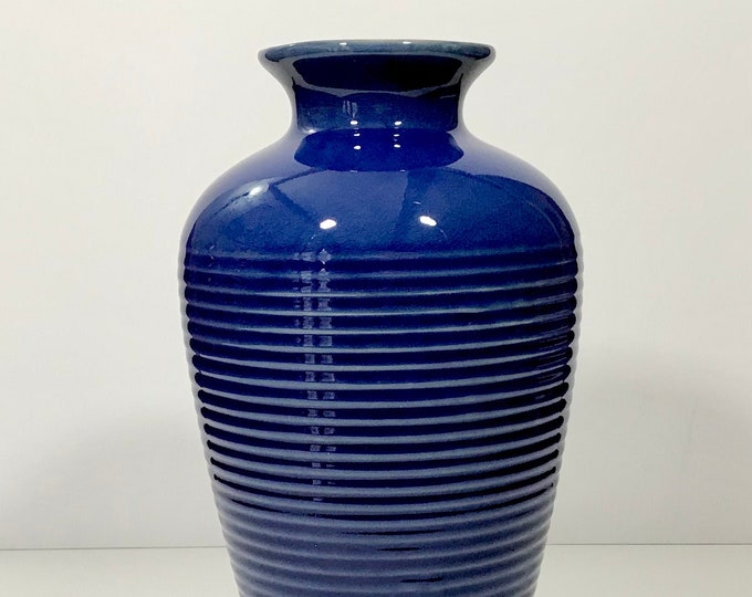 Hosley Pottery Vase, Dark Blue Glazed Large Ceramic Vase, Vase 14 1/2 ...