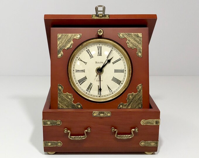 BULOVA Quartz Desk Table Clock, Box Clock Walnut Finish, Novelty Table ...