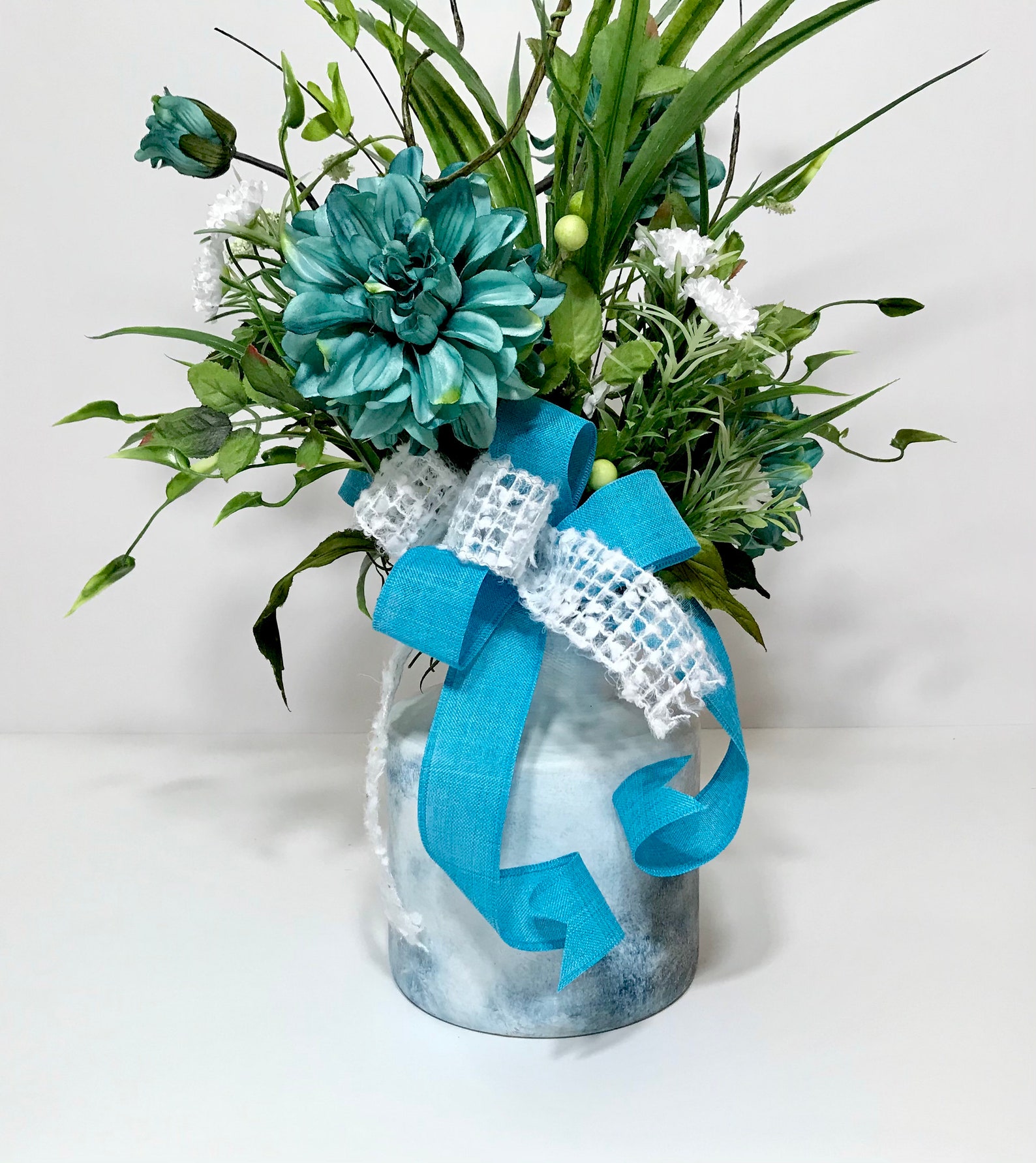 Blue White Spring Summer Flowers Arrangement Vase, Spring Florals ...