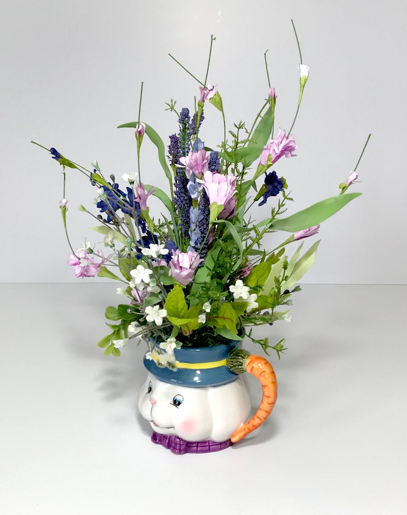 Easter Bunny Rabbit Floral Arrangement Easter Ceramic Small - Etsy