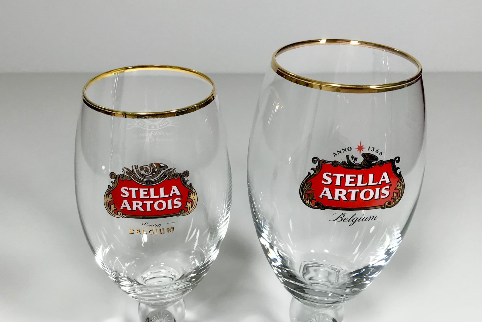 Stella Artois Beer Glass Stems Red Gold Logo Set of 2 His & | Etsy