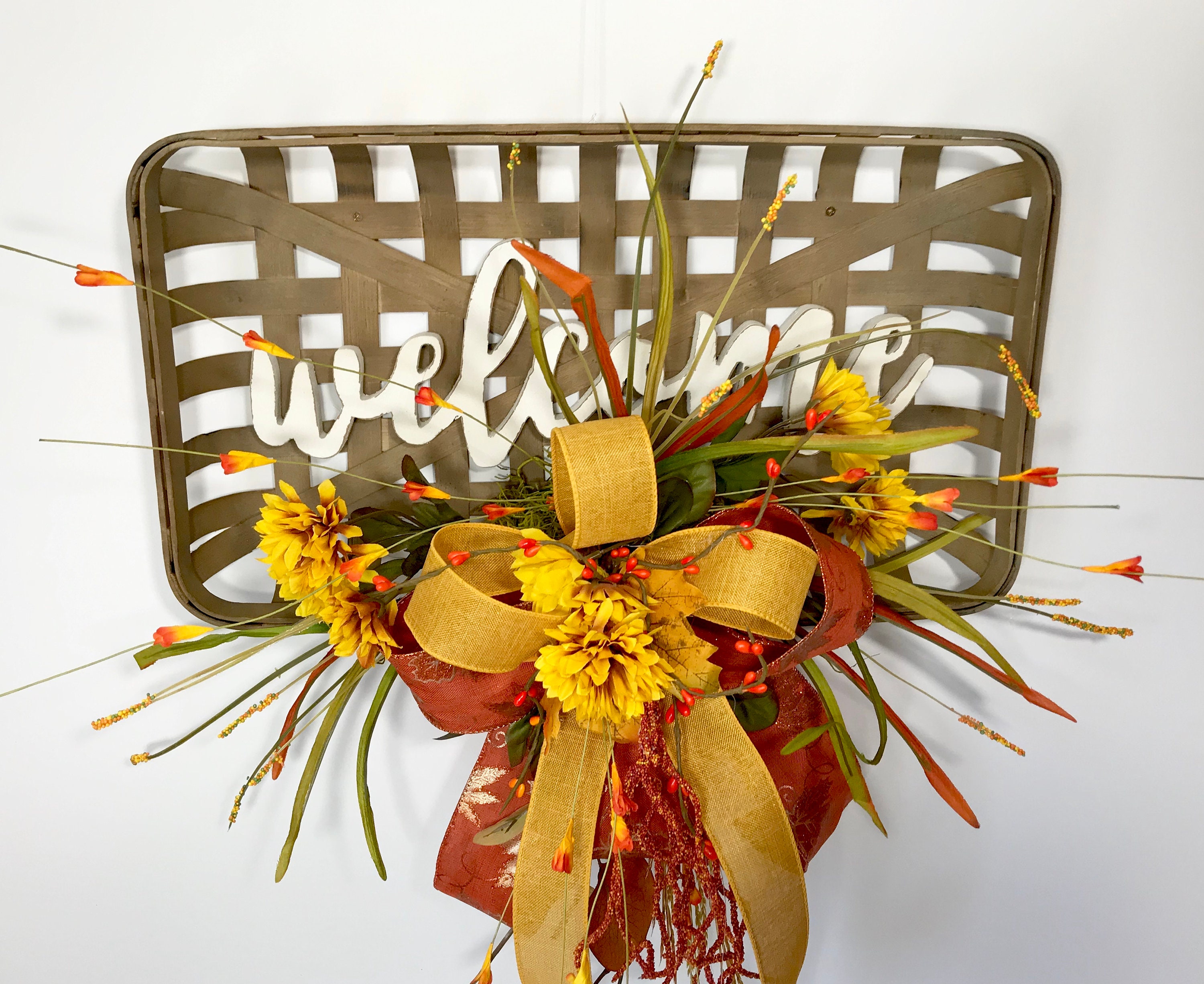 Tobacco Basket Welcome Sign Fall Harvest Decor Fall Basket | Etsy