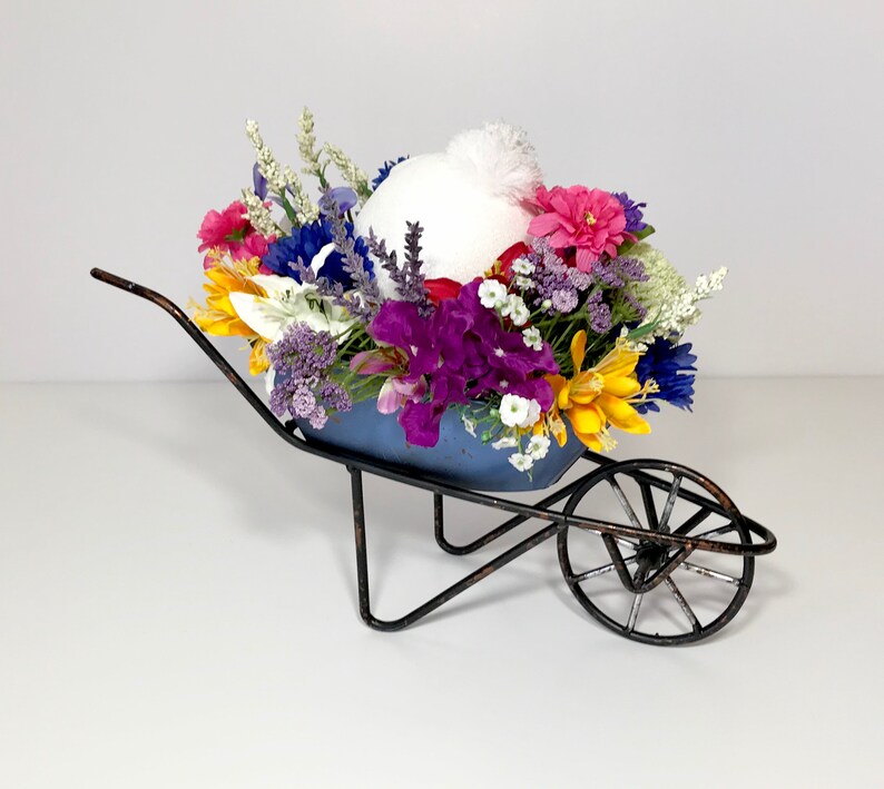 Easter Bunny Rabbit Tail Metal Wheelbarrow Arrangement | Etsy