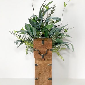 Wooden Box Floral Greenery Tall Arrangement, Year Around Novelty ...