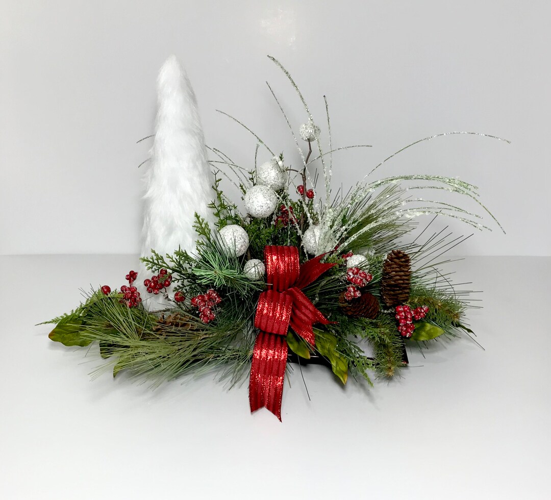 Christmas Holiday Centerpiece Table Decoration, Whimsical Xmas White ...