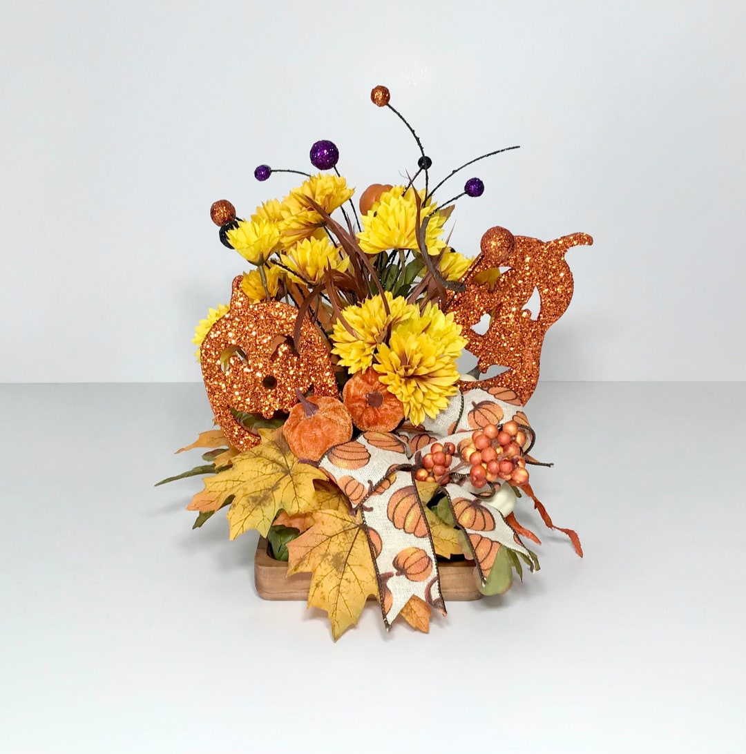 Halloween Fall Leaves Autumn Pumpkins Wood Tray, Table Accent ...