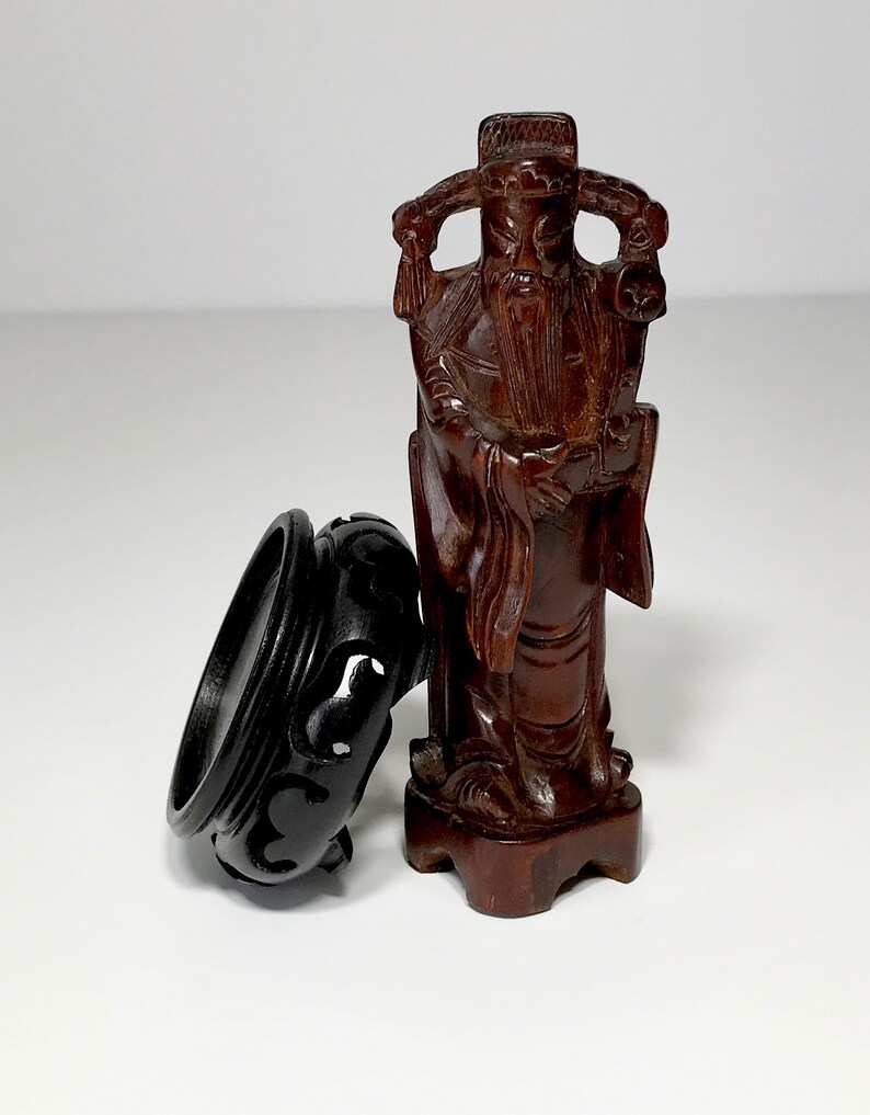 Vintage Hand Carved Teak Wood Statue Chinese Philosopher | Etsy