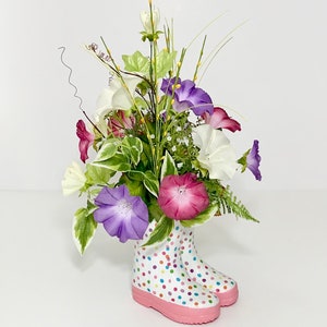 Novelty Rain Boots Spring Flowers Centerpiece Purple Pink - Etsy