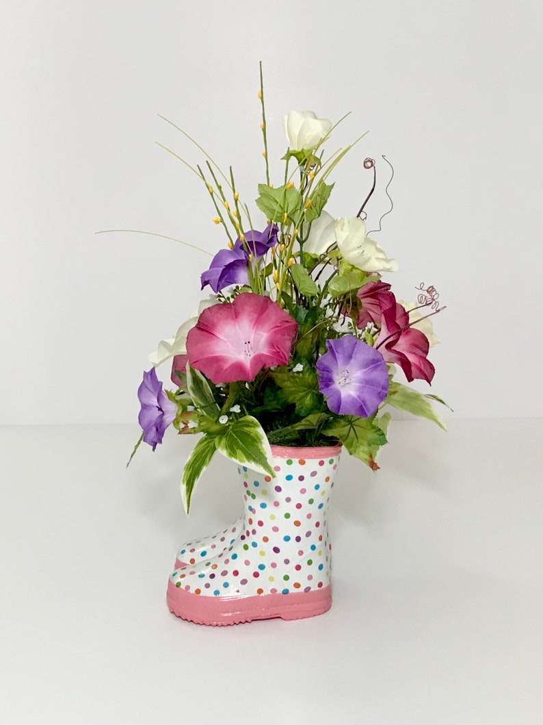 Novelty Rain Boots Spring Flowers Centerpiece Purple Pink - Etsy