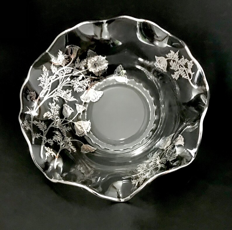 Vintage Silver City Glass Crystal Bowl Sterling Silver - Etsy