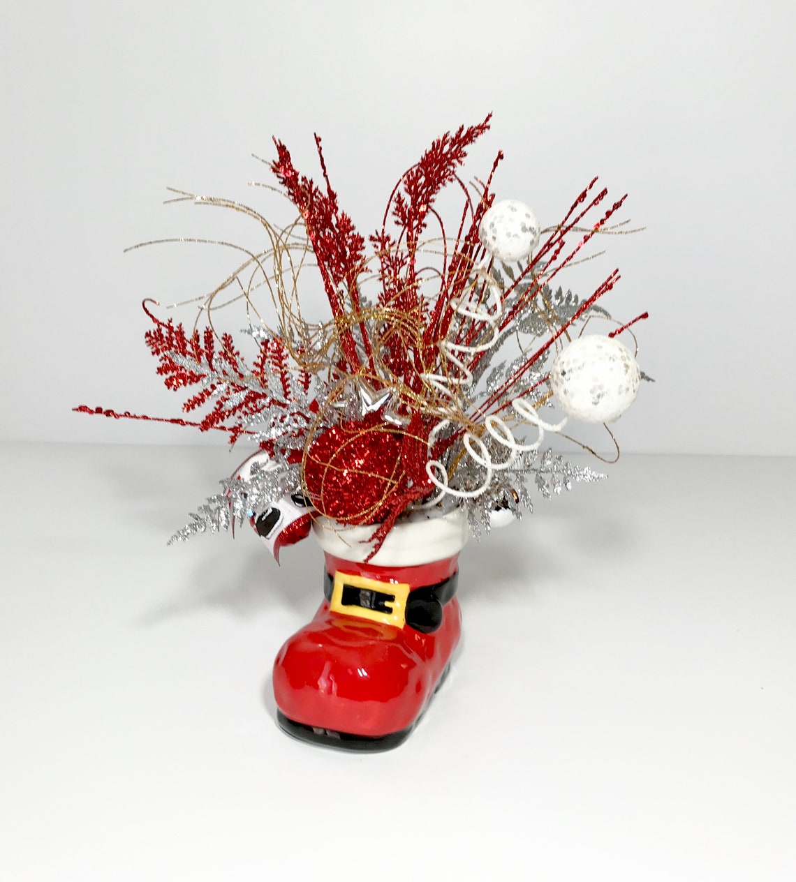 Christmas Santa Claus Boot Mug Small Centerpiece Holiday Xmas - Etsy