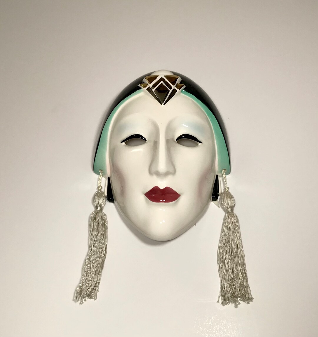 Vintage Vandor Porcelain Wall Mask, Art Deco Style Theatrical Mask ...