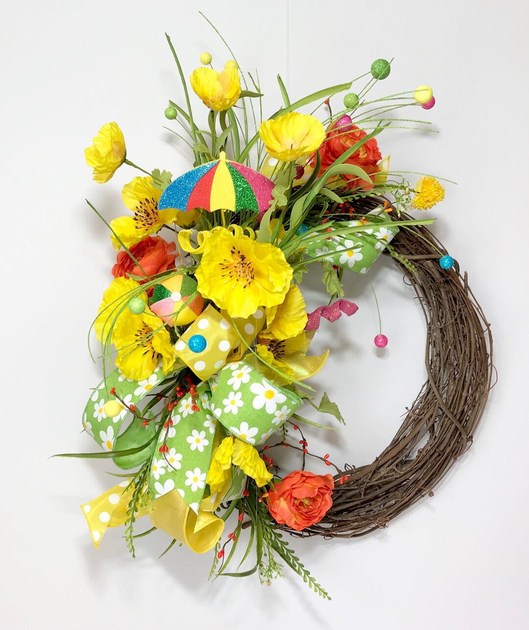 Summer Beach Party Grapevine Wreath Summer Floral Front Door - Etsy