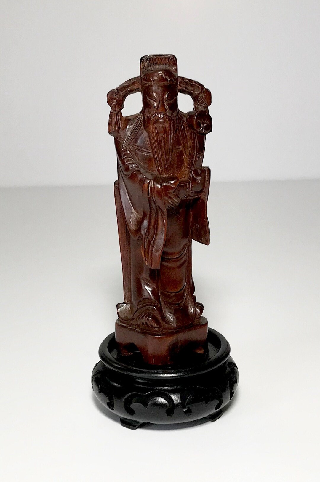 Vintage Hand Carved Teak Wood Statue, Chinese Philosopher Statue ... Vintage Hand Carved Teak Wood Statue, Chinese Philosopher Statue ...