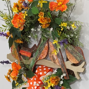Spring Wildflowers Grapevine Wreath, Birds on Limb Summer Wreath ...
