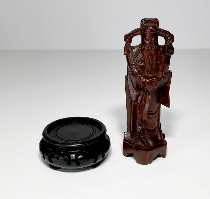 Vintage Hand Carved Teak Wood Statue Chinese Philosopher | Etsy