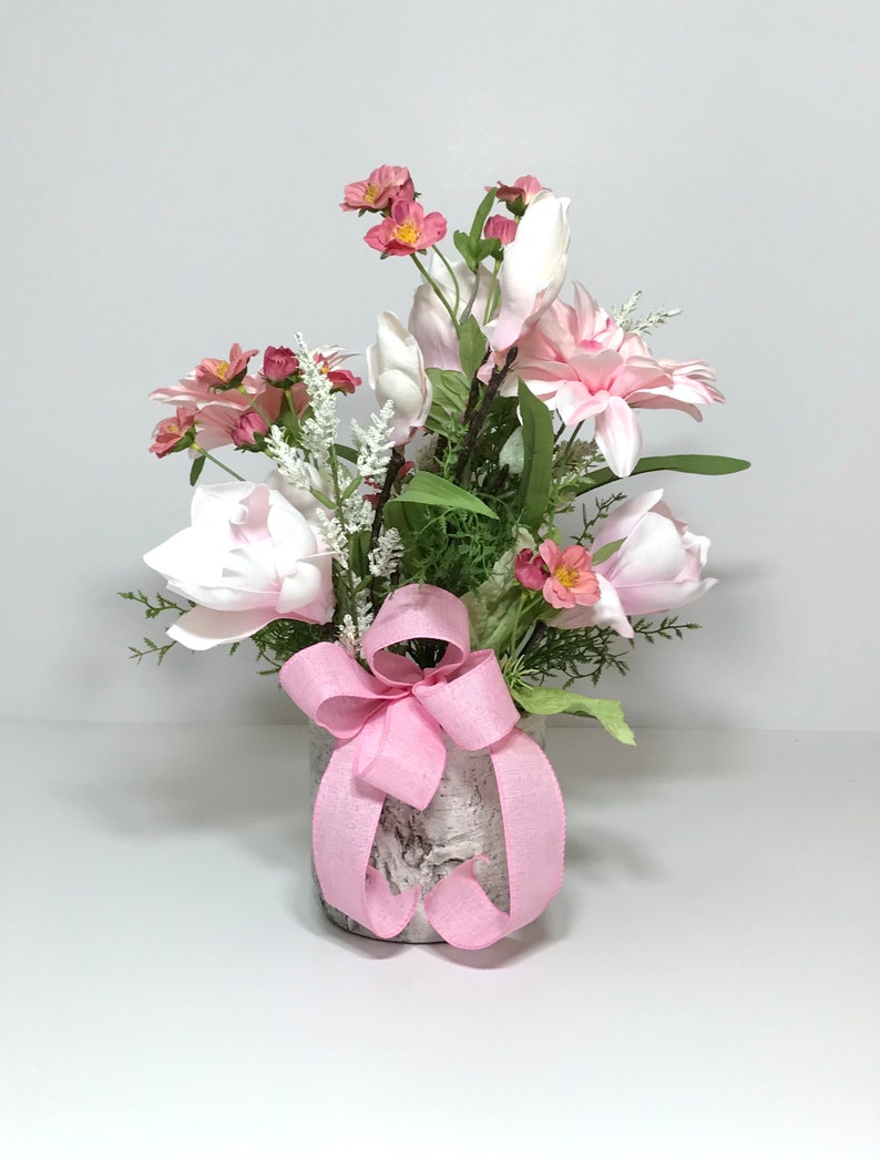 Pink White Spring Summer Flowers Arrangement Vase Spring | Etsy