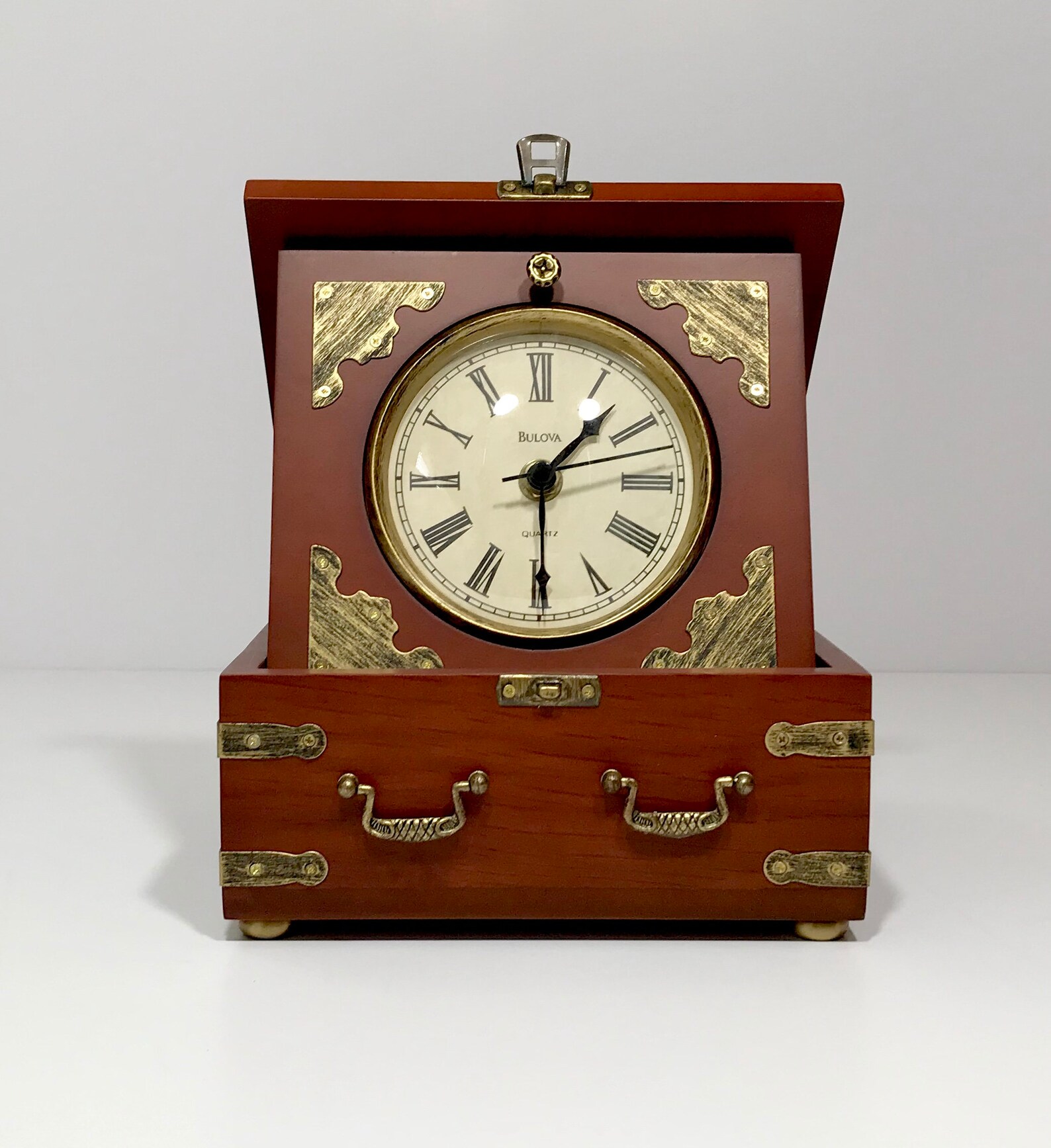 BULOVA Quartz Desk Table Clock Box Clock Walnut Finish | Etsy