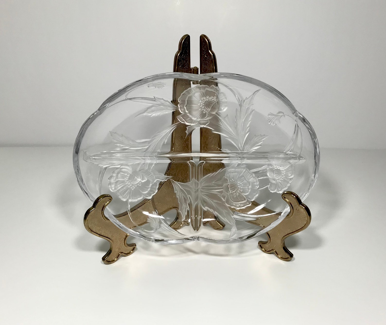 Vintage Mikasa Heavy Crystal Glass Tray Entertaining, Holiday Divided ...