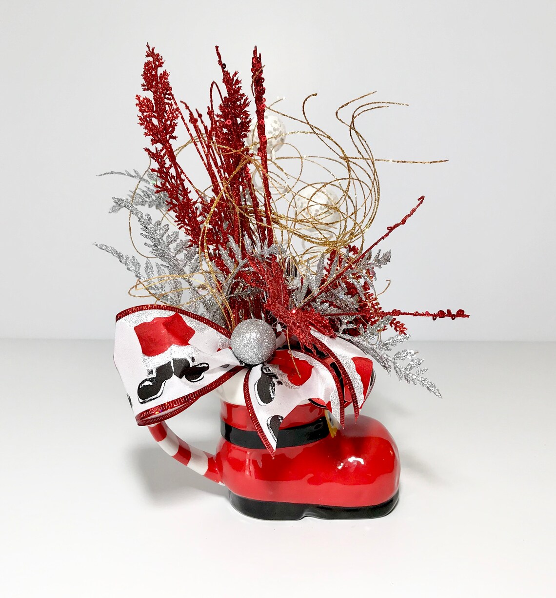 Christmas Santa Claus Boot Mug Small Centerpiece Holiday Xmas - Etsy