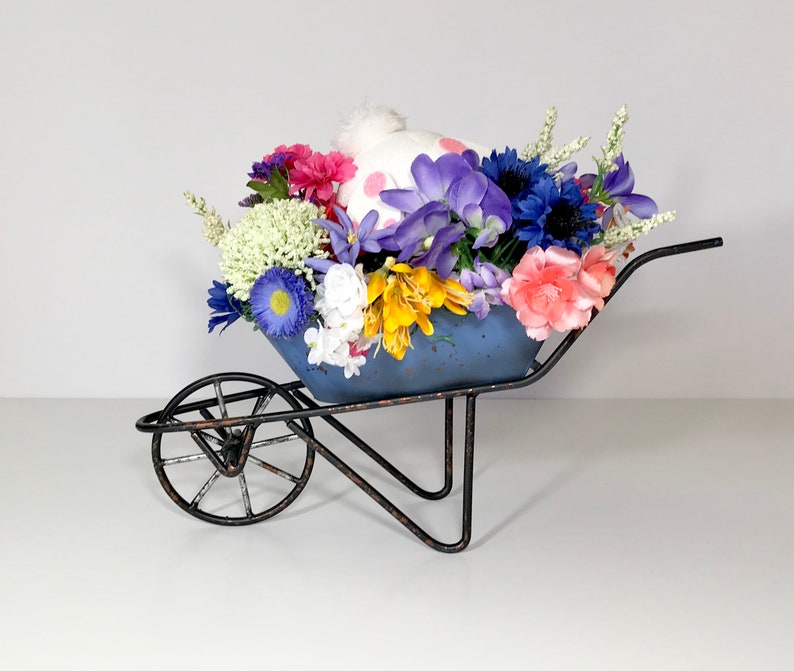 Easter Bunny Rabbit Tail Metal Wheelbarrow Arrangement | Etsy
