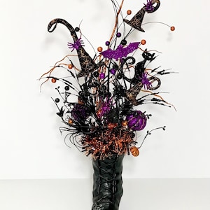 Halloween Black Witch’s Boot Centerpiece Decor, Halloween Boot ...