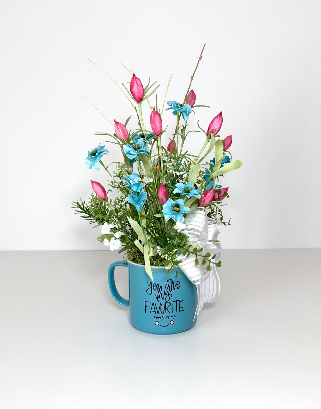 Ceramic Cup Mug Petitie Floral Arrangement, Mug Centerpiece Spring ...