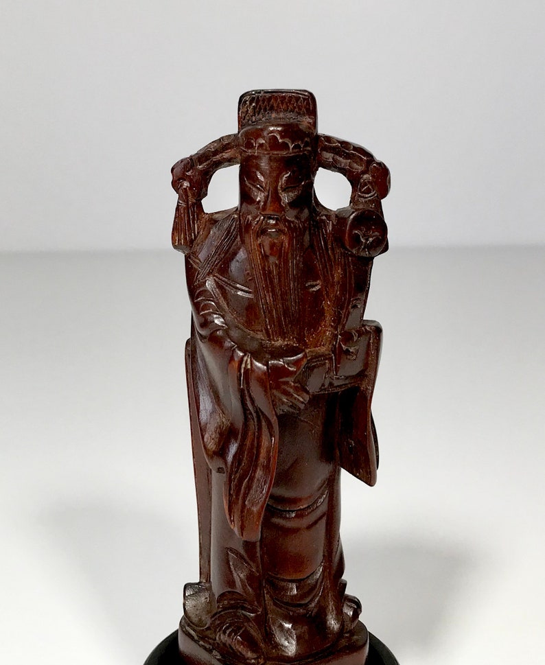 Vintage Hand Carved Teak Wood Statue Chinese Philosopher | Etsy