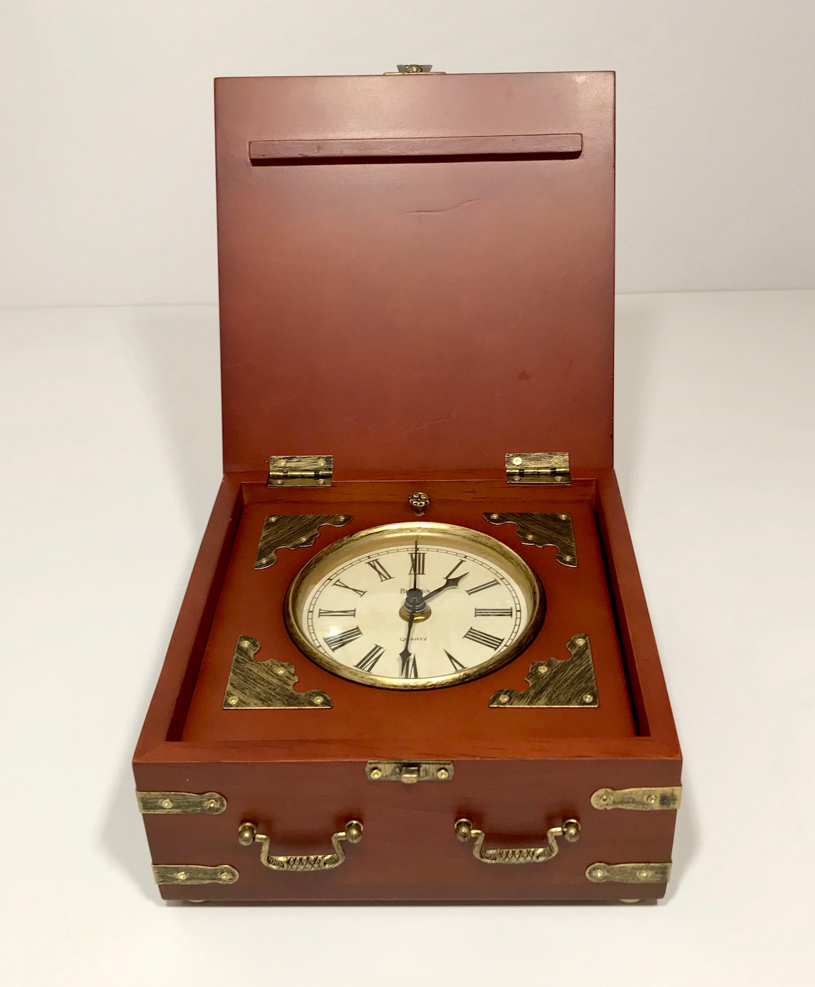 BULOVA Quartz Desk Table Clock Box Clock Walnut Finish | Etsy