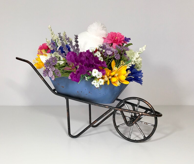 Easter Bunny Rabbit Tail Metal Wheelbarrow Arrangement | Etsy