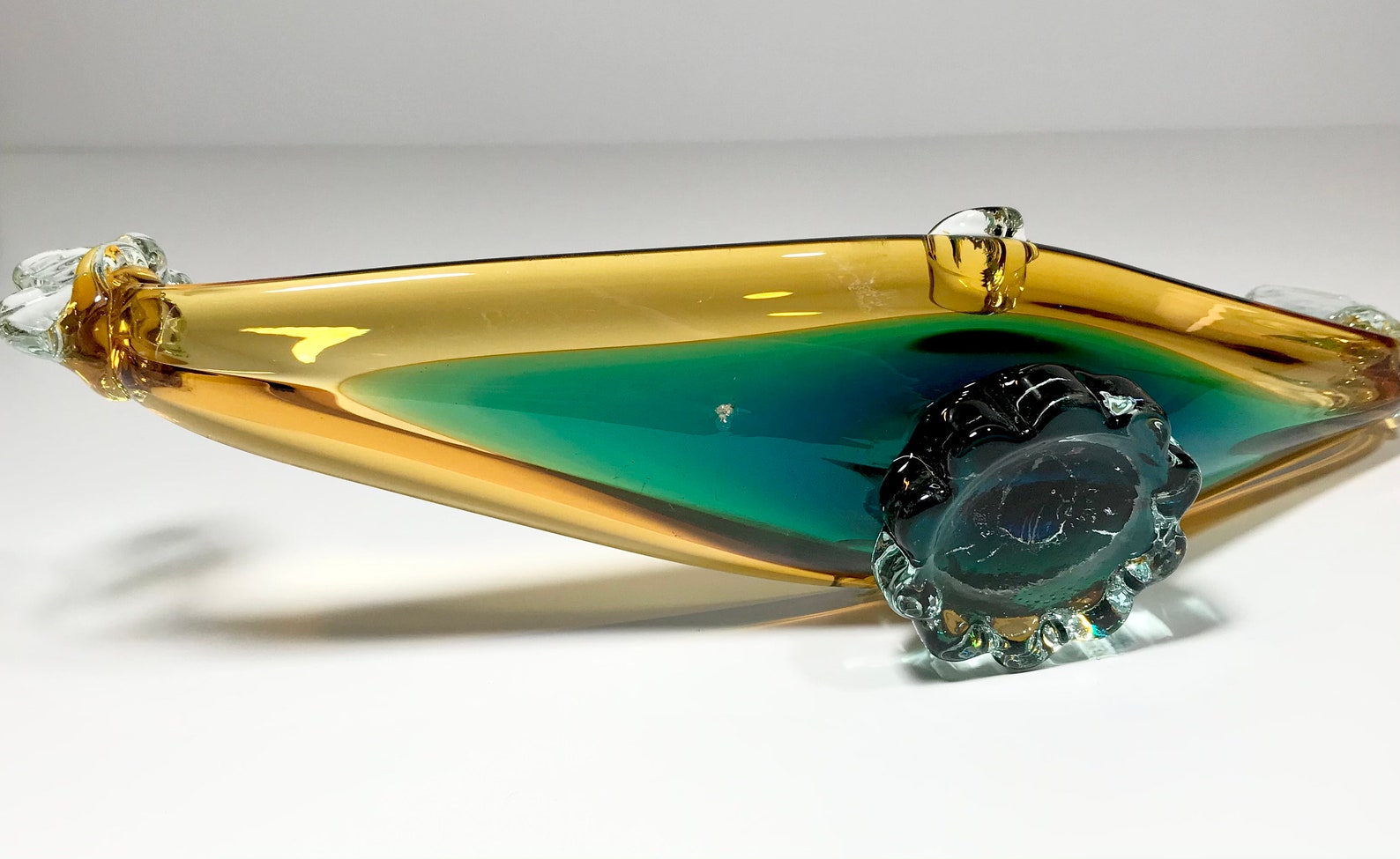 Murano Art Glass Blue Green Amber Gondola Boat Ashtray - Etsy