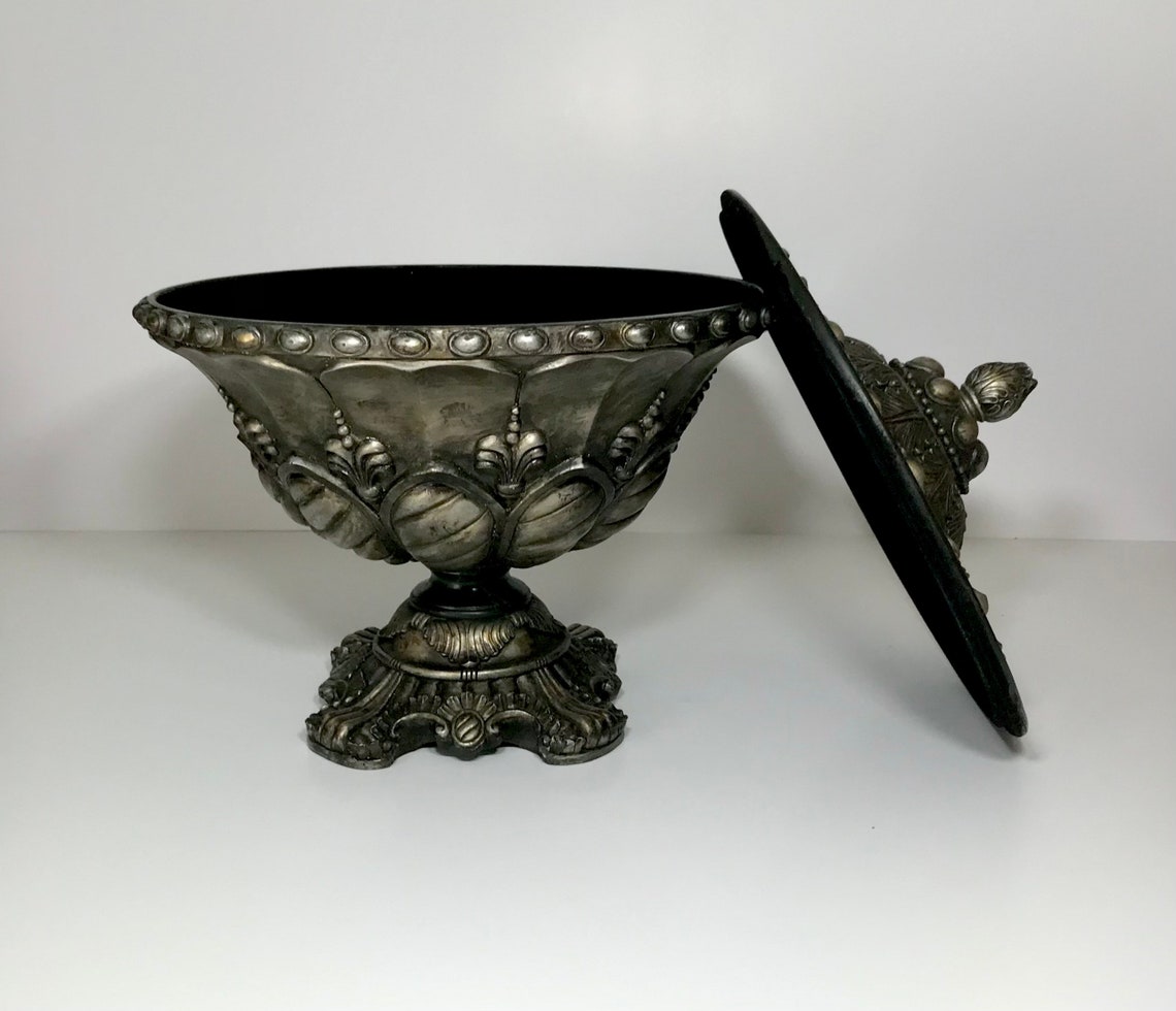 Ornate Design Table Urn Large 14 1/2” Dia, Decorative Urn Pedestal Base ...