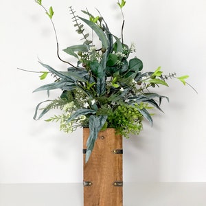 Wooden Box Floral Greenery Tall Arrangement, Year Around Novelty ...