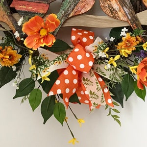 Spring Wildflowers Grapevine Wreath, Birds on Limb Summer Wreath ...