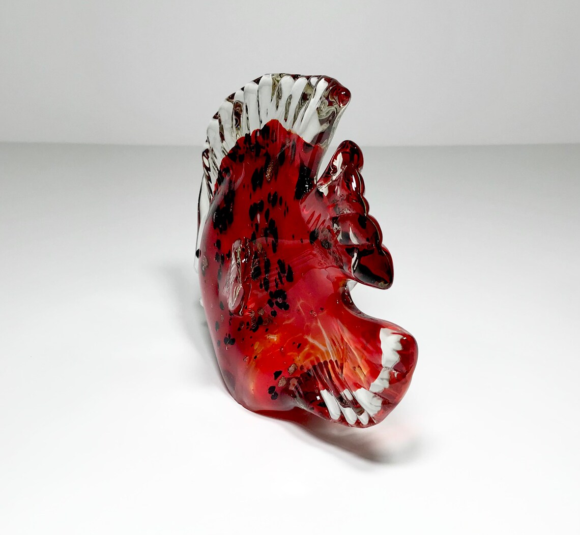 Crystal Art Glass Tropical Red Fish Figurine 7 1/2 Long 6 | Etsy