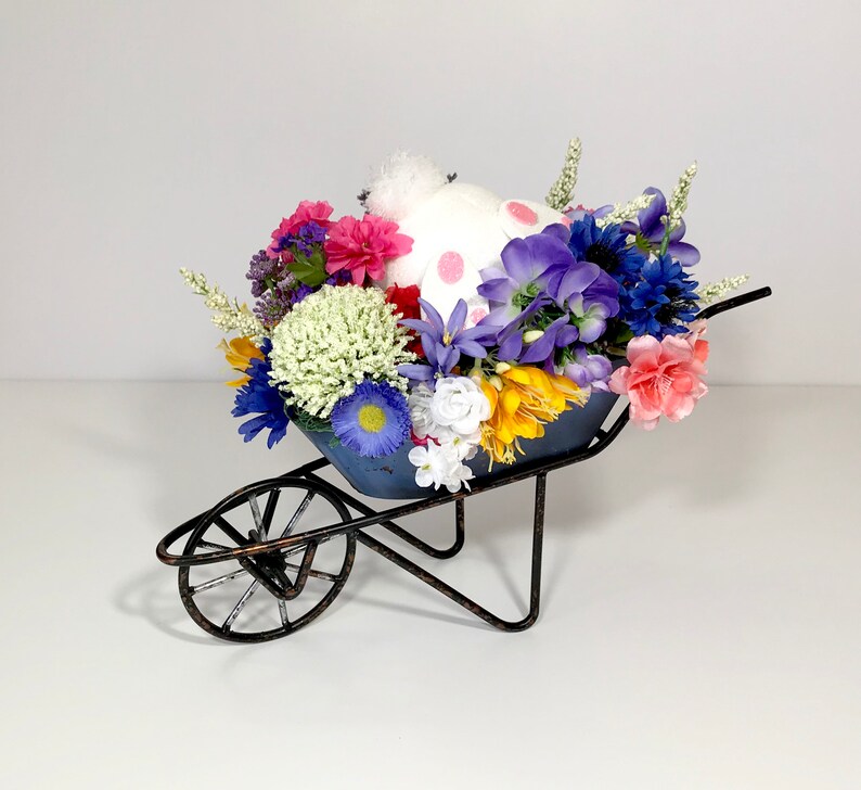 Easter Bunny Rabbit Tail Metal Wheelbarrow Arrangement | Etsy
