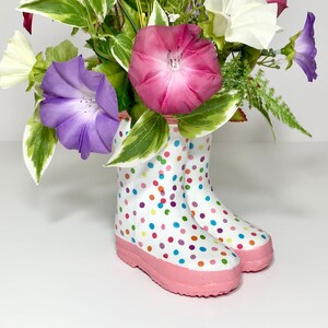 Novelty Rain Boots Spring Flowers Centerpiece Purple Pink - Etsy
