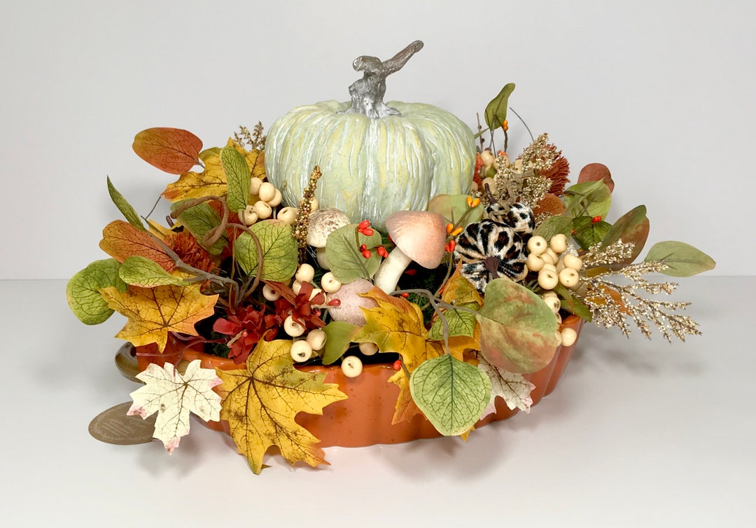 Pumpkin Large Ceramic Centerpiece, Fall Harvest Thanksgiving Table ...