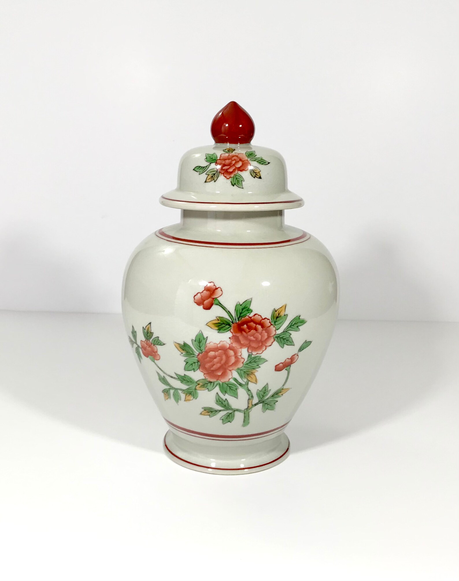 Vintage Ginger Jar Glazed Ceramic Pottery Vase Hand Painted | Etsy