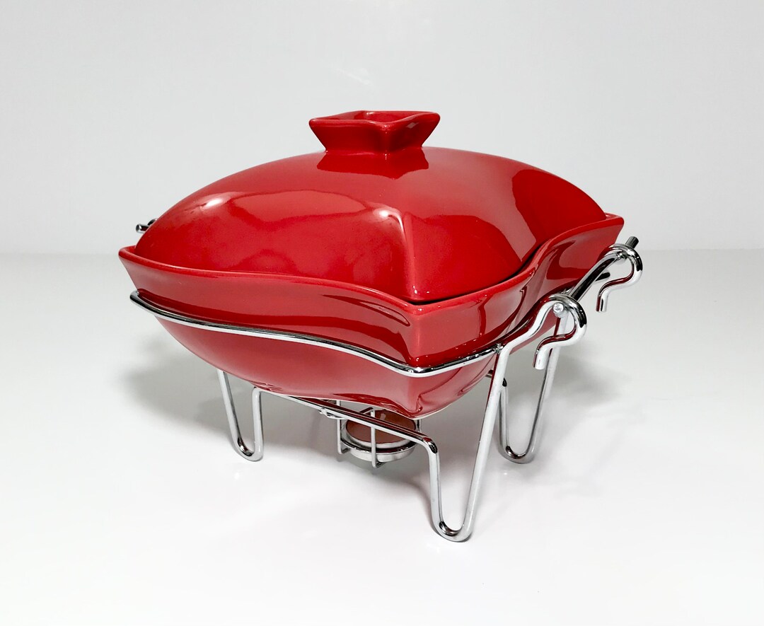 Sienna Godinger Red Ceramic Chafing Casserole Dish, Dish is 1 Quart ...