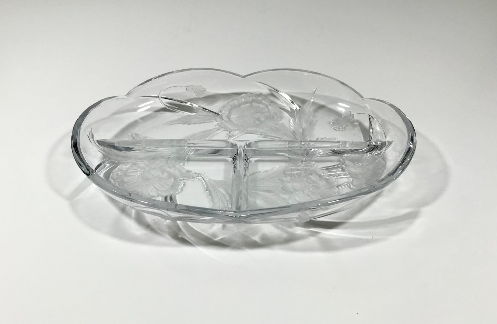 Vintage Mikasa Heavy Crystal Glass Tray Entertaining, Holiday Divided ...
