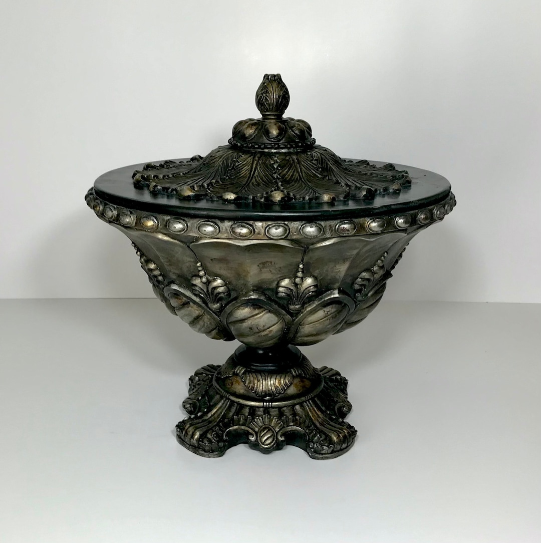 Ornate Design Table Urn Large 14 1/2” Dia, Decorative Urn Pedestal Base ...