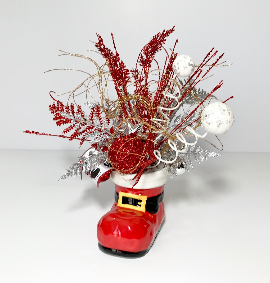 Christmas Santa Claus Boot Mug Small Centerpiece Holiday Xmas - Etsy