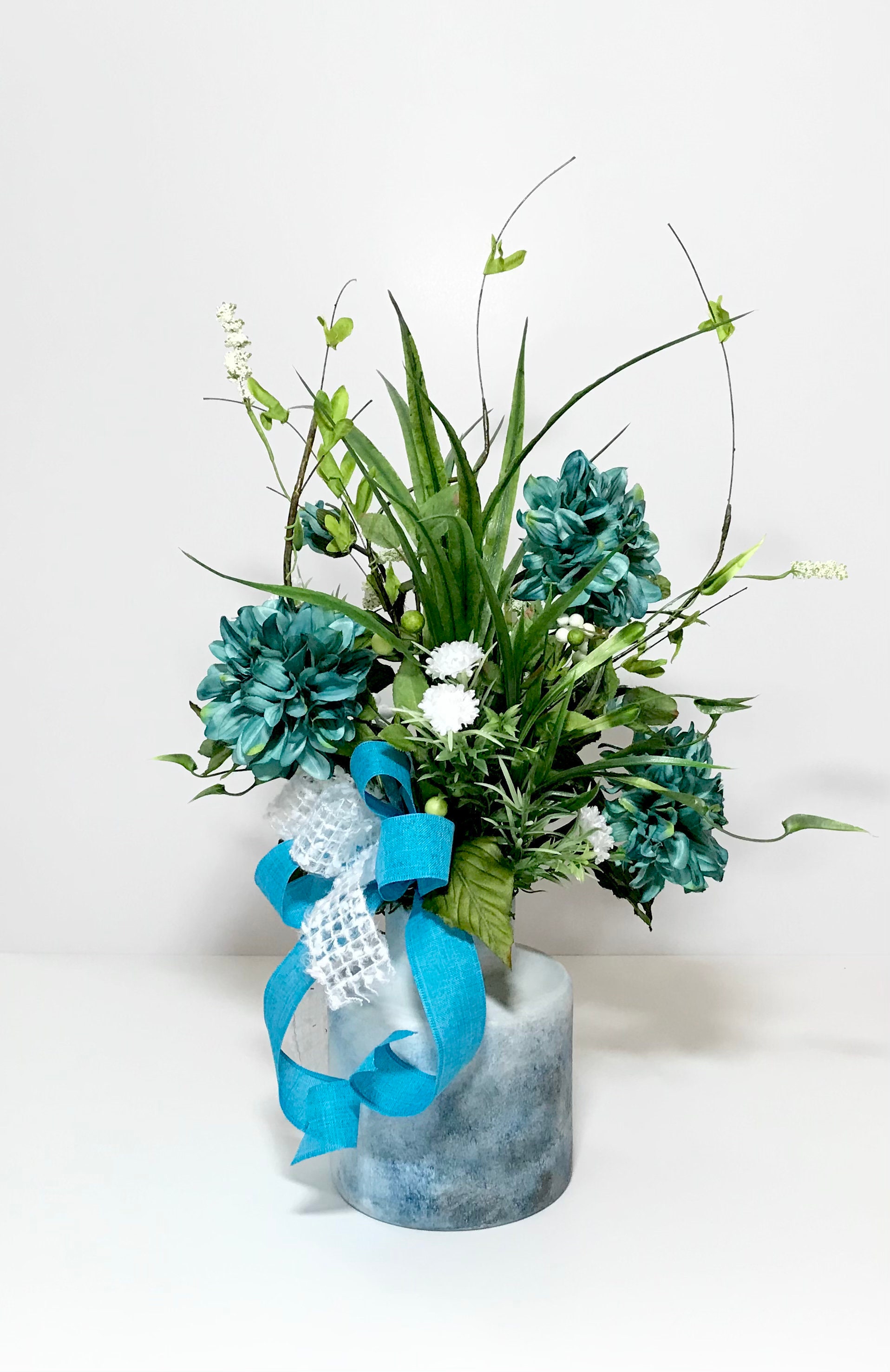 Blue White Spring Summer Flowers Arrangement Vase, Spring Florals ...