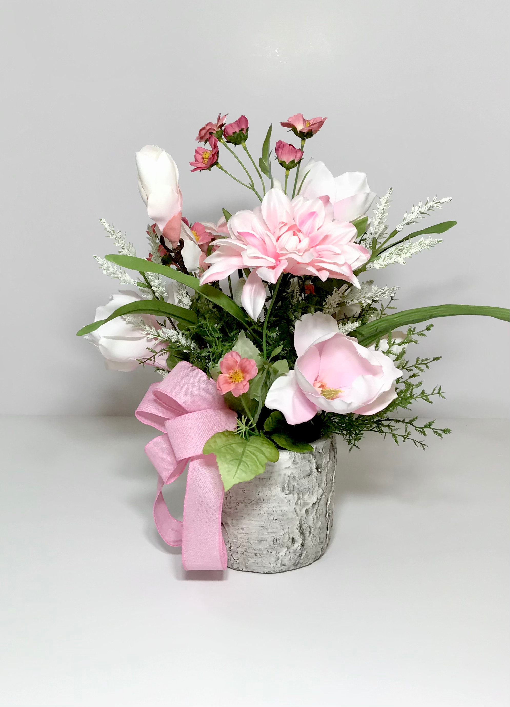 Pink White Spring Summer Flowers Arrangement Vase Spring | Etsy