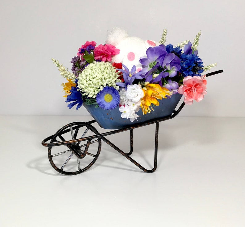 Easter Bunny Rabbit Tail Metal Wheelbarrow Arrangement | Etsy